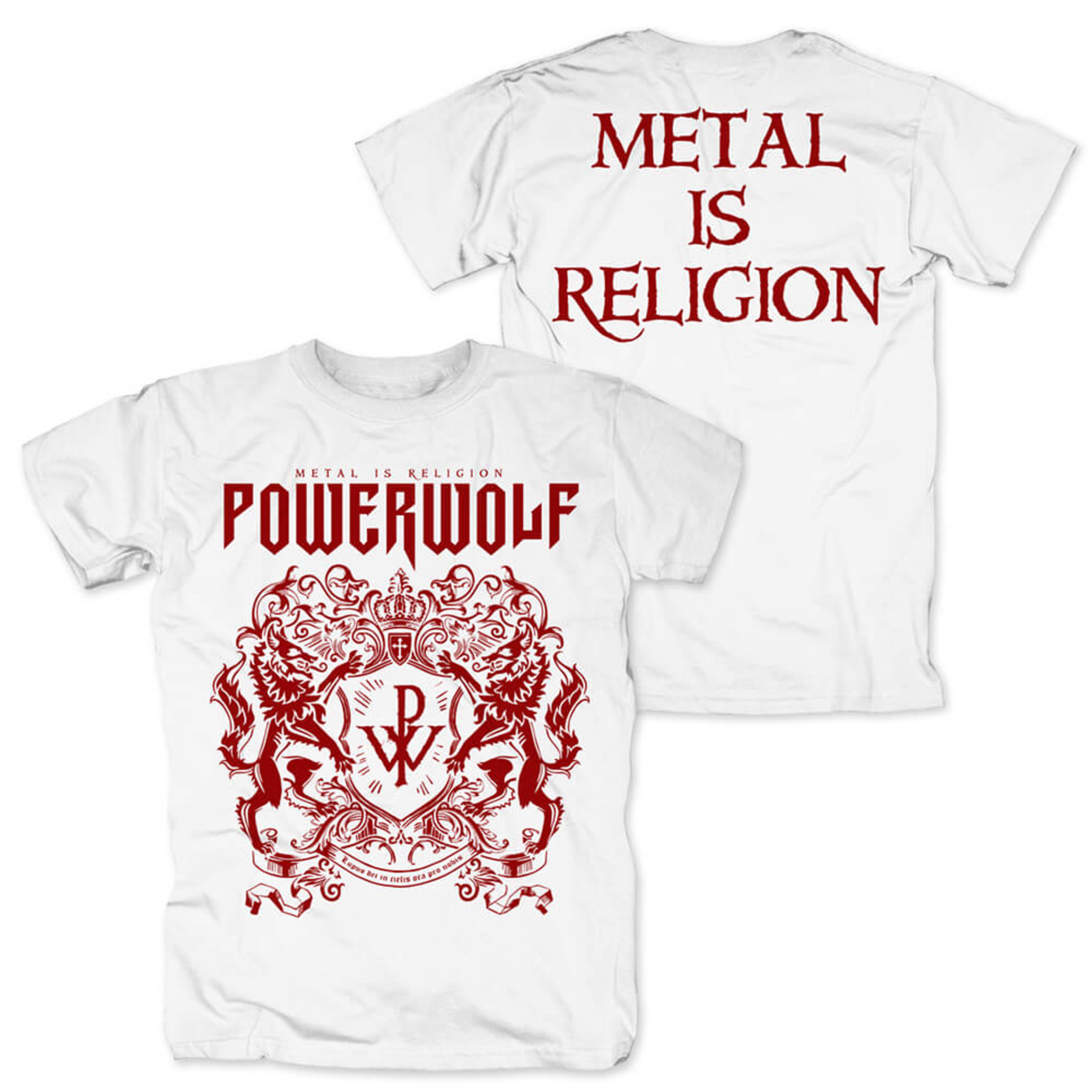 Red Crest White Tee - Powerwolf