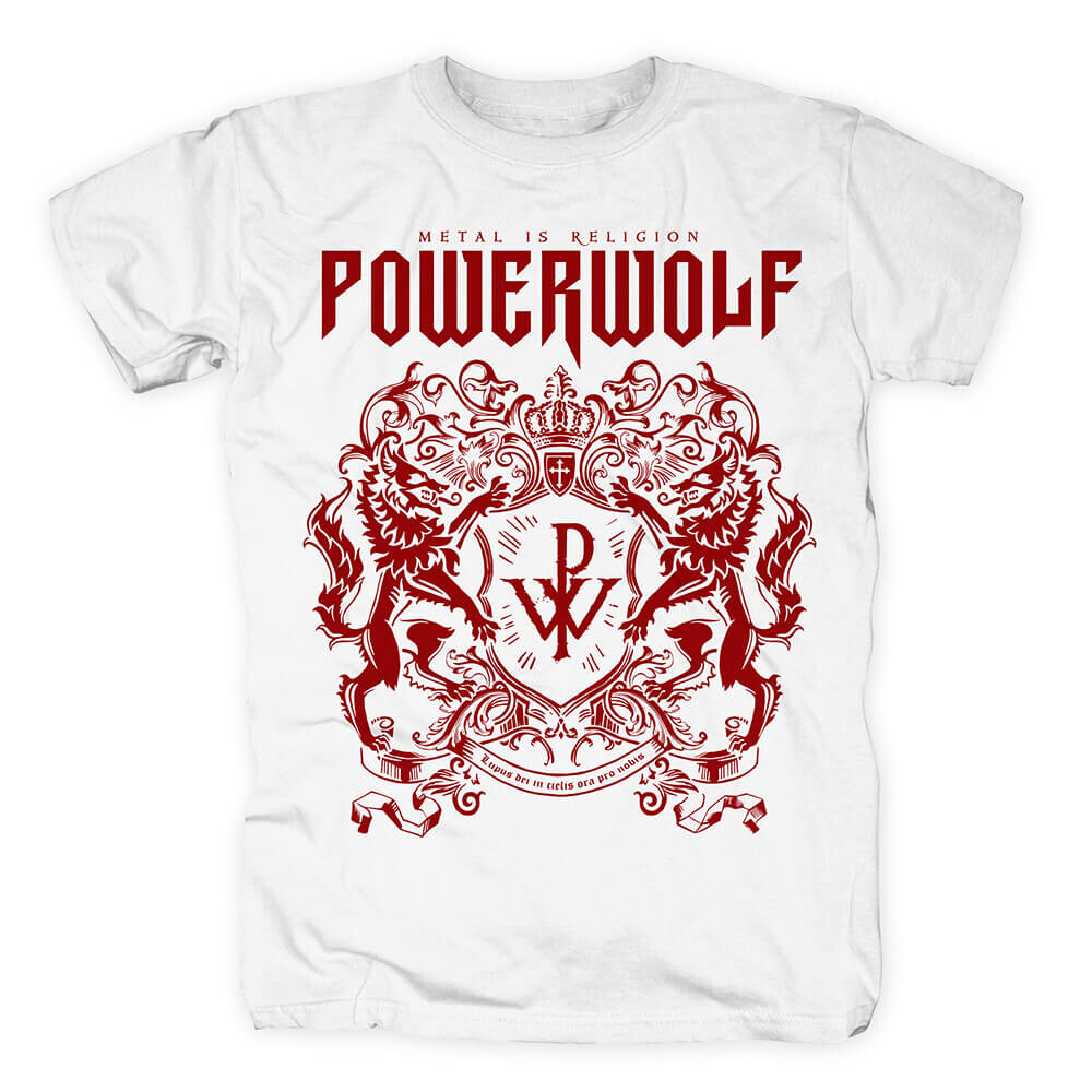 Red Crest White Tee - Powerwolf